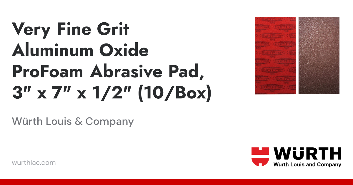 Very Fine Grit Aluminum Oxide ProFoam Abrasive Pad, 3" x 7" x 1/2" (10 ...