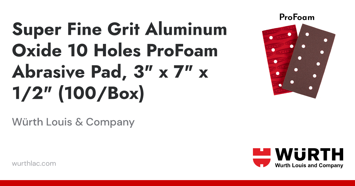 Super Fine Grit Aluminum Oxide 10 Holes ProFoam Abrasive Pad, 3" x 7" x ...