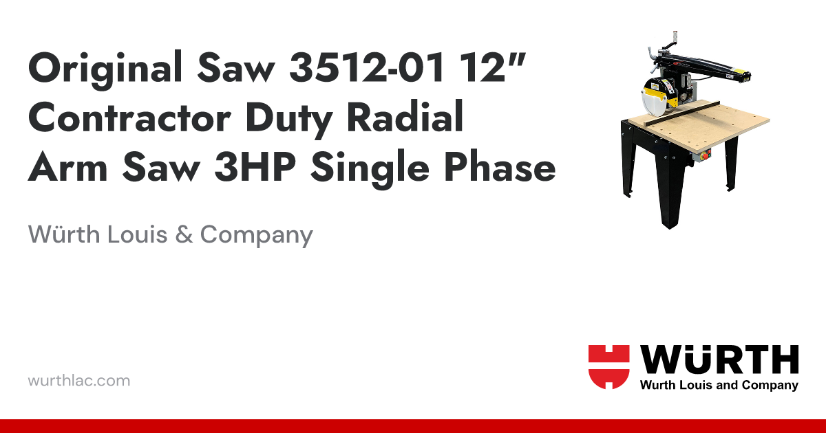 Original Saw 3512-01 12" Contractor Duty Radial Arm Saw 3HP Single ...