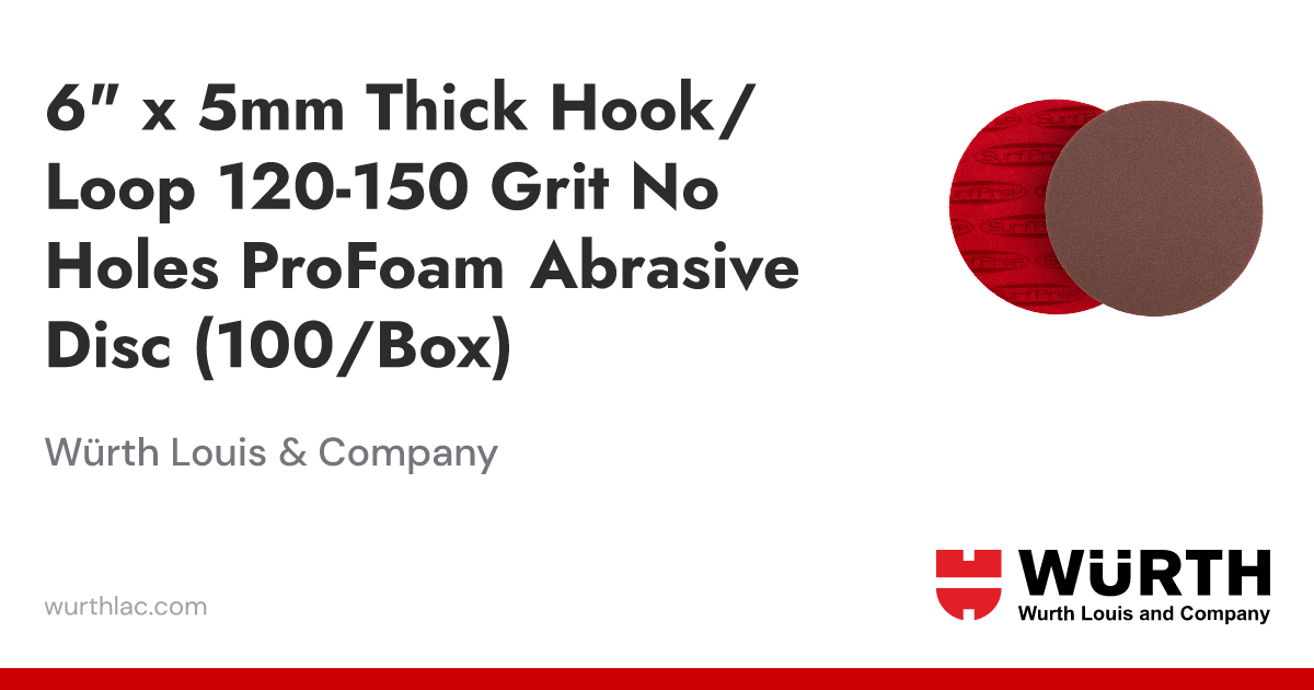 6" x 5mm Thick Hook/Loop 120-150 Grit No Holes ProFoam Abrasive Disc ...