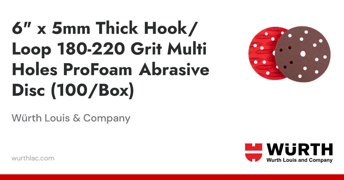 6" x 5mm Thick Hook/Loop 180-220 Grit Multi Holes ProFoam Abrasive Disc ...