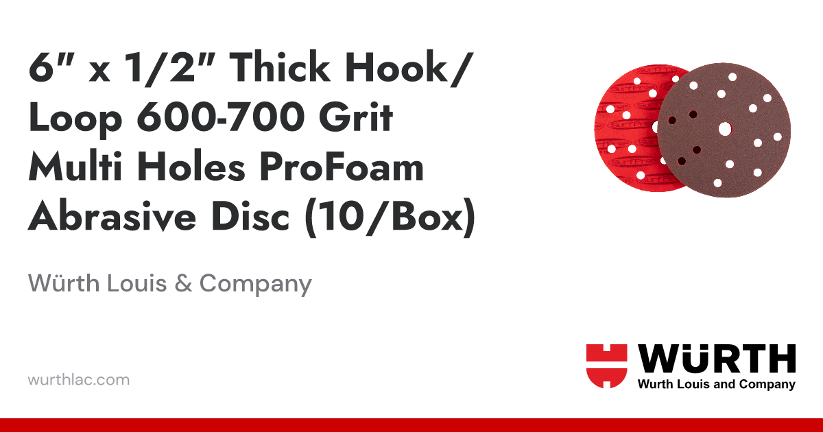 6" x 1/2" Thick Hook/Loop 600-700 Grit Multi Holes ProFoam Abrasive ...