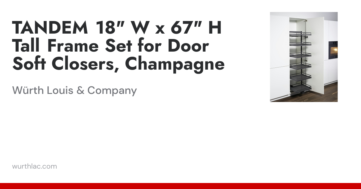 TANDEM 18" W x 67" H Tall Frame Set for Door Soft Closers, Champagne ...