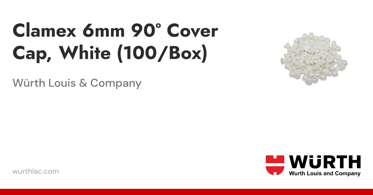 Clamex 6mm 90° Cover Cap, White (100/Box) | Würth Louis & Company