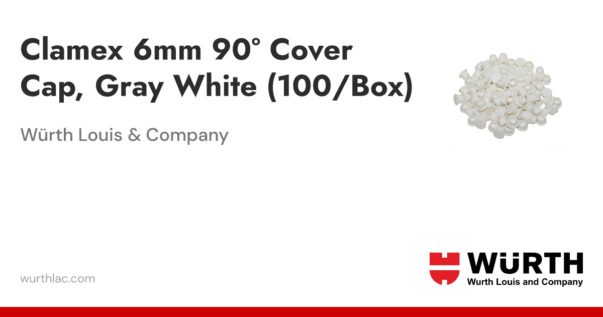 Clamex 6mm 90° Cover Cap, Gray White (100/Box) | Würth Louis & Company