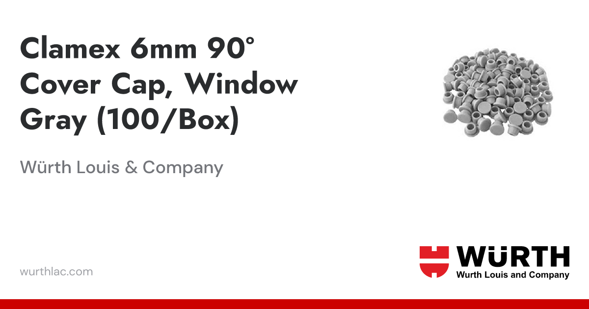 Clamex 6mm 90° Cover Cap, Window Gray (100/Box) | Würth Louis & Company