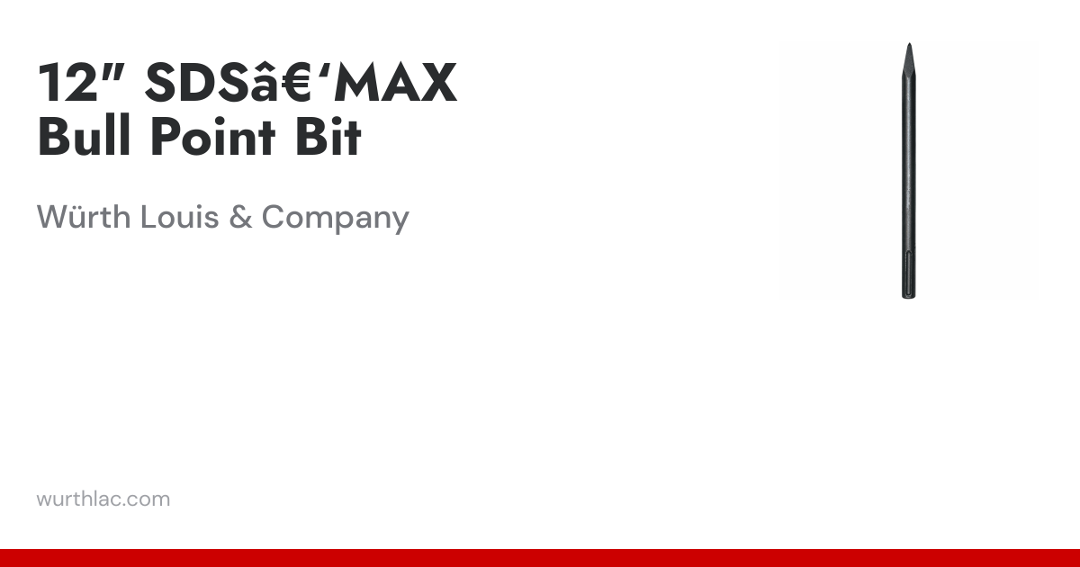 12" SDSâ€‘MAX Bull Point Bit | Würth Louis & Company