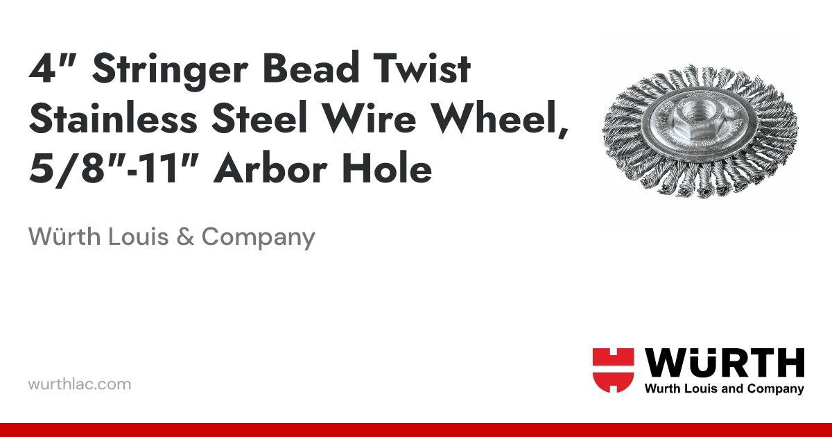4" Stringer Bead Twist Stainless Steel Wire Wheel, 5/8"-11" Arbor Hole ...