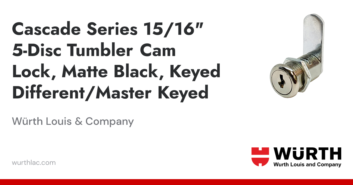 Cascade Series 15 16 5 Disc Tumbler Cam Lock Matte Black Keyed
