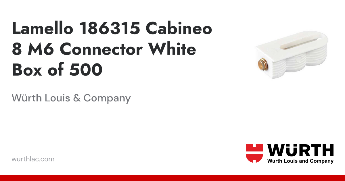 Lamello 186315 Cabineo 8 M6 Connector White Box of 500 | Würth Louis & Company