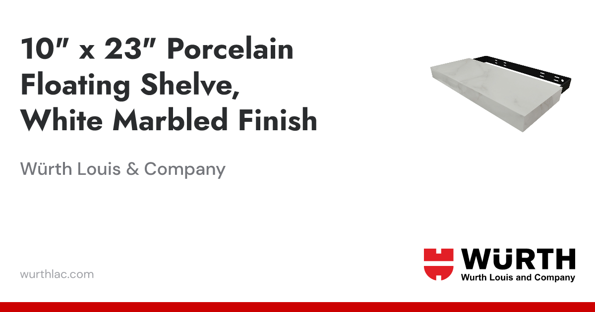 10" x 23" Porcelain Floating Shelve, White Marbled Finish | Würth Louis ...