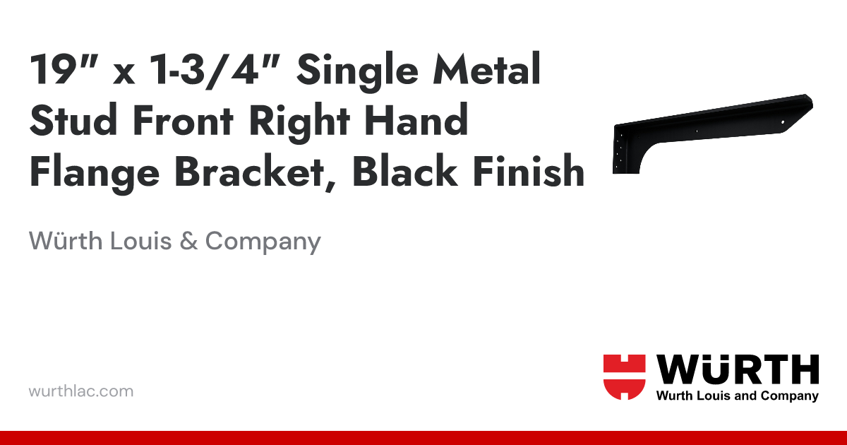 19" x 1-3/4" Single Metal Stud Front Right Hand Flange Bracket, Black ...