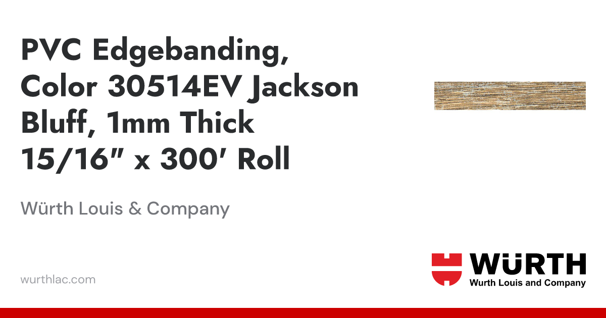 PVC Edgebanding, Color 30514EV Jackson Bluff, 1mm Thick 15/16" x 300 ...
