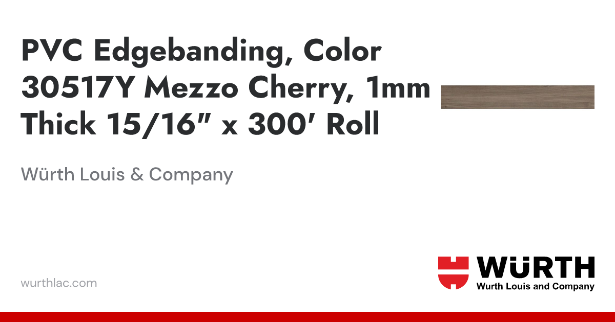 PVC Edgebanding, Color 30517Y Mezzo Cherry, 1mm Thick 15/16" x 300 ...