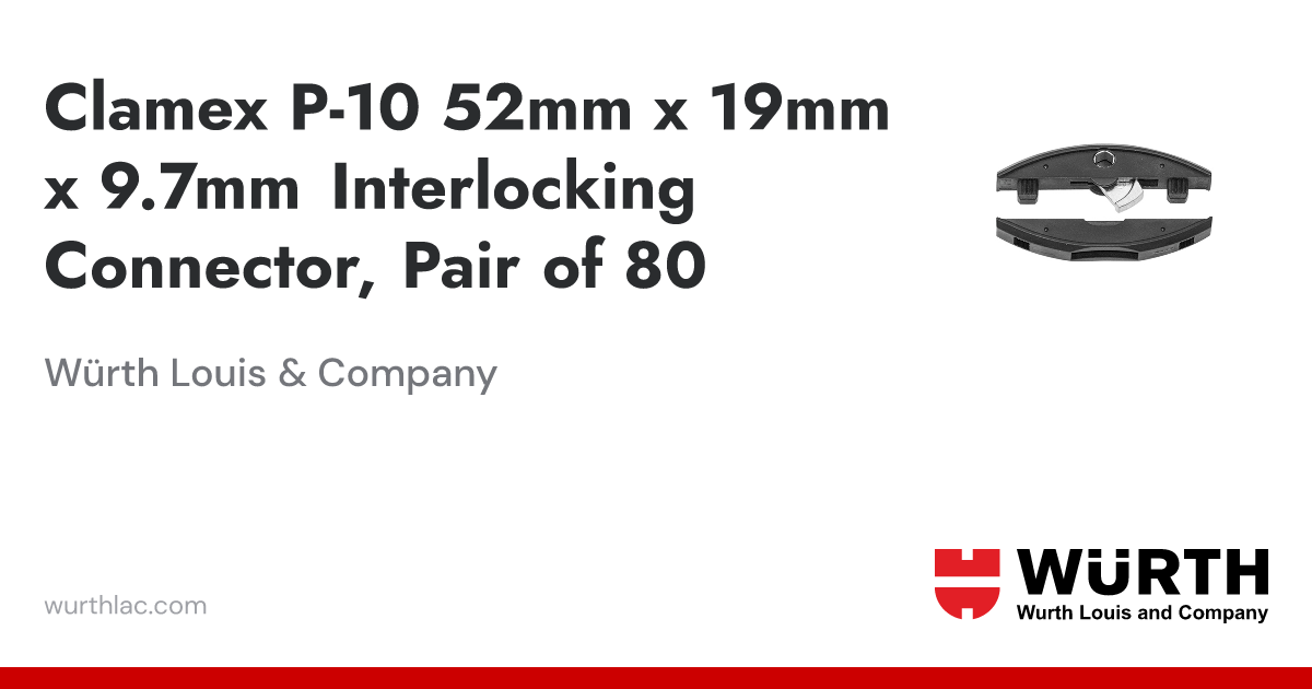 Clamex P-10 52mm x 19mm x 9.7mm Interlocking Connector, Pair of 80 ...
