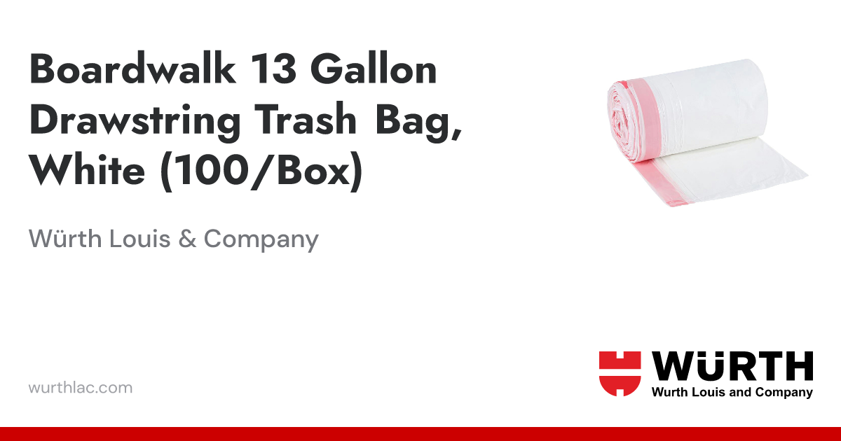Boardwalk 13 Gallon Drawstring Trash Bag, White (100/Box) | Würth Louis ...