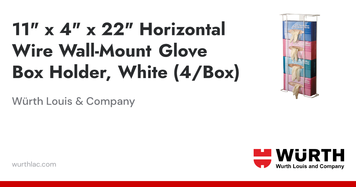11" x 4" x 22" Horizontal Wire Wall-Mount Glove Box Holder, White (4 ...