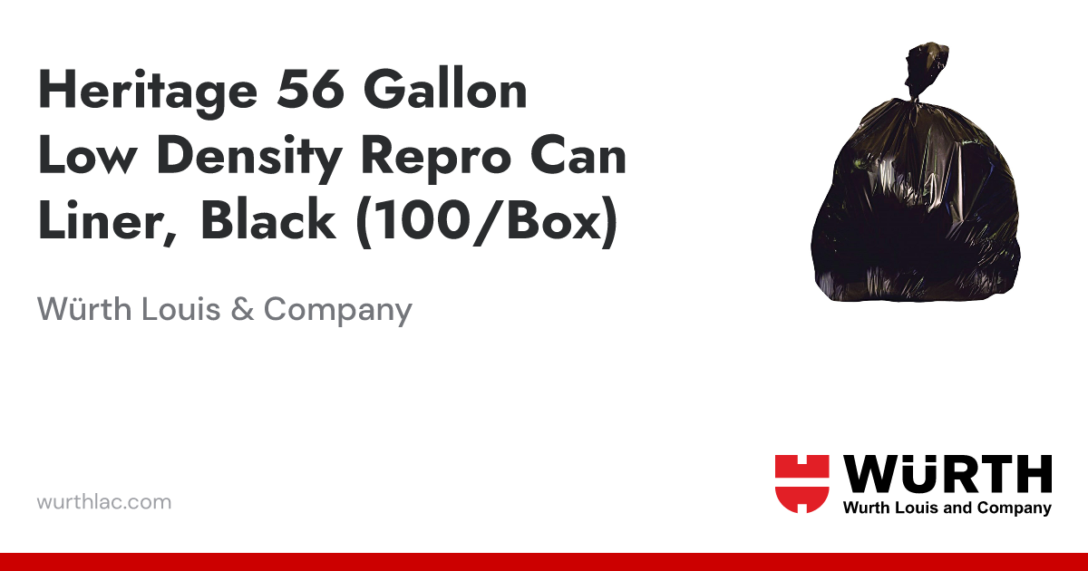 Heritage 56 Gallon Low Density Repro Can Liner, Black (100/Box) | Würth ...