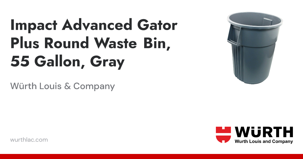 Impact Advanced Gator Plus Round Waste Bin, 55 Gallon, Gray | Würth ...