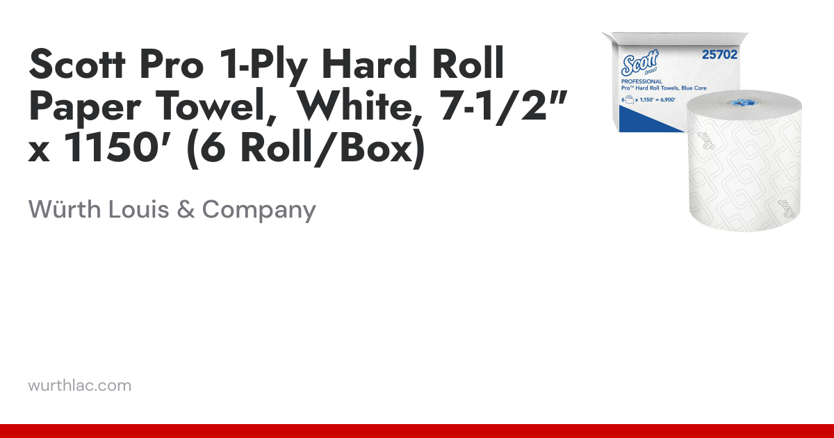 Scott Pro 1-Ply Hard Roll Paper Towel, White, 7-1/2" x 1150' (6 Roll ...