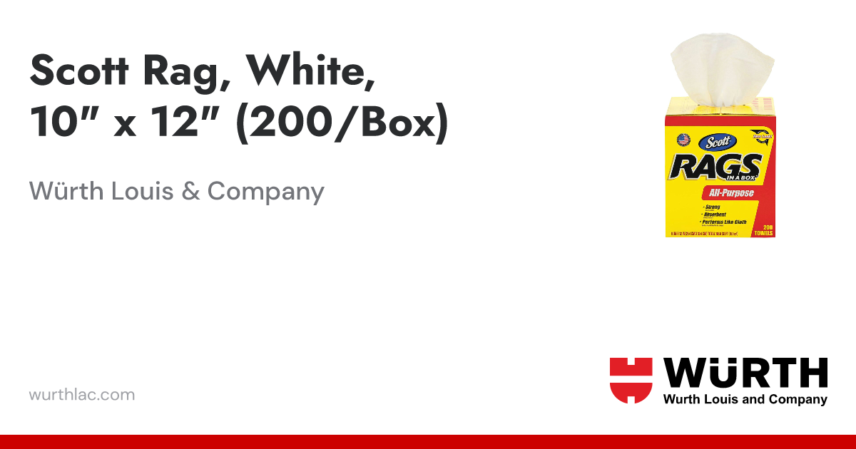 Scott Rag, White, 10" x 12" (200/Box) | Würth Louis & Company