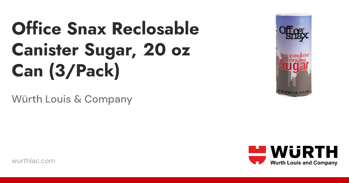 Office Snax Reclosable Canister Sugar, 20 oz Can (3/Pack) | Würth Louis ...