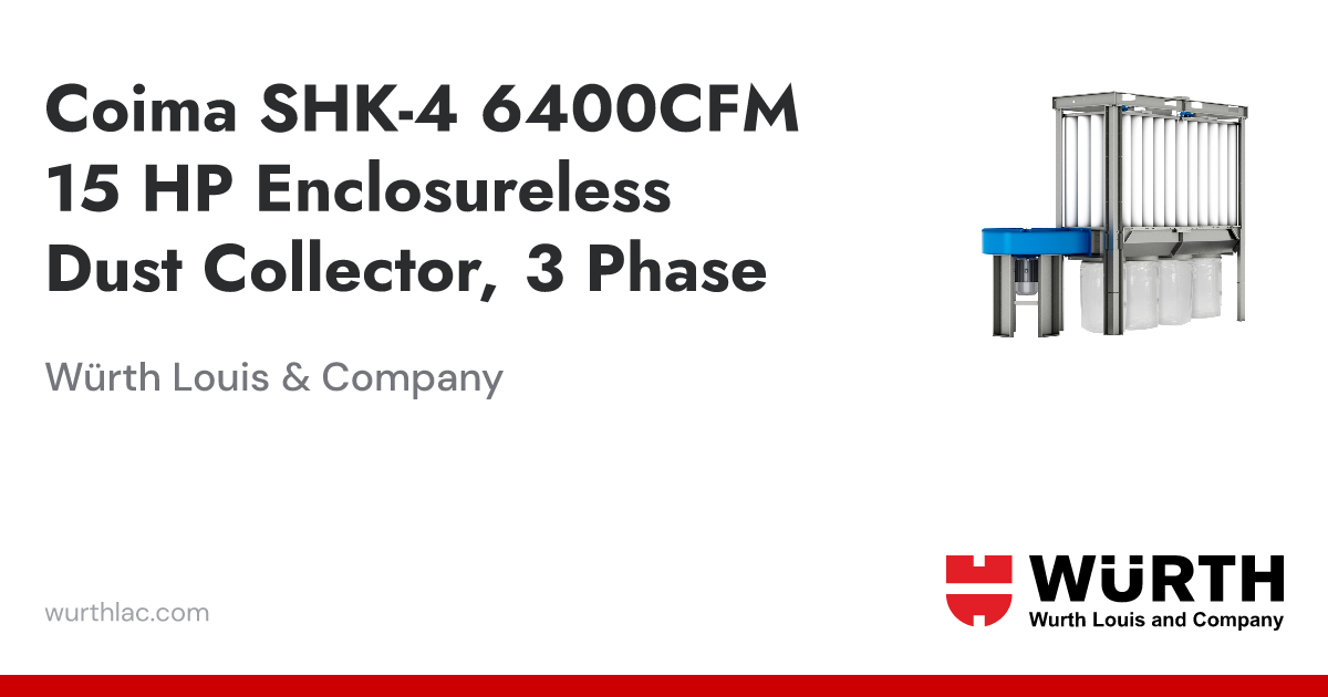 Coima SHK-4 6400CFM 15 HP Enclosureless Dust Collector, 3 Phase | Würth ...