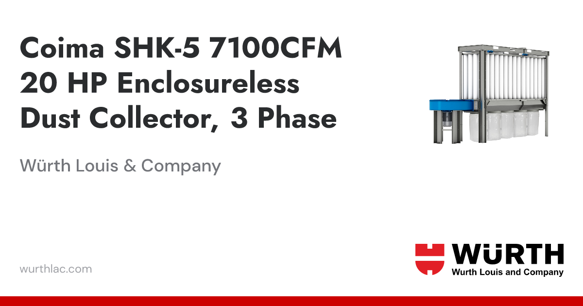 Coima SHK-5 7100CFM 20 HP Enclosureless Dust Collector, 3 Phase | Würth ...