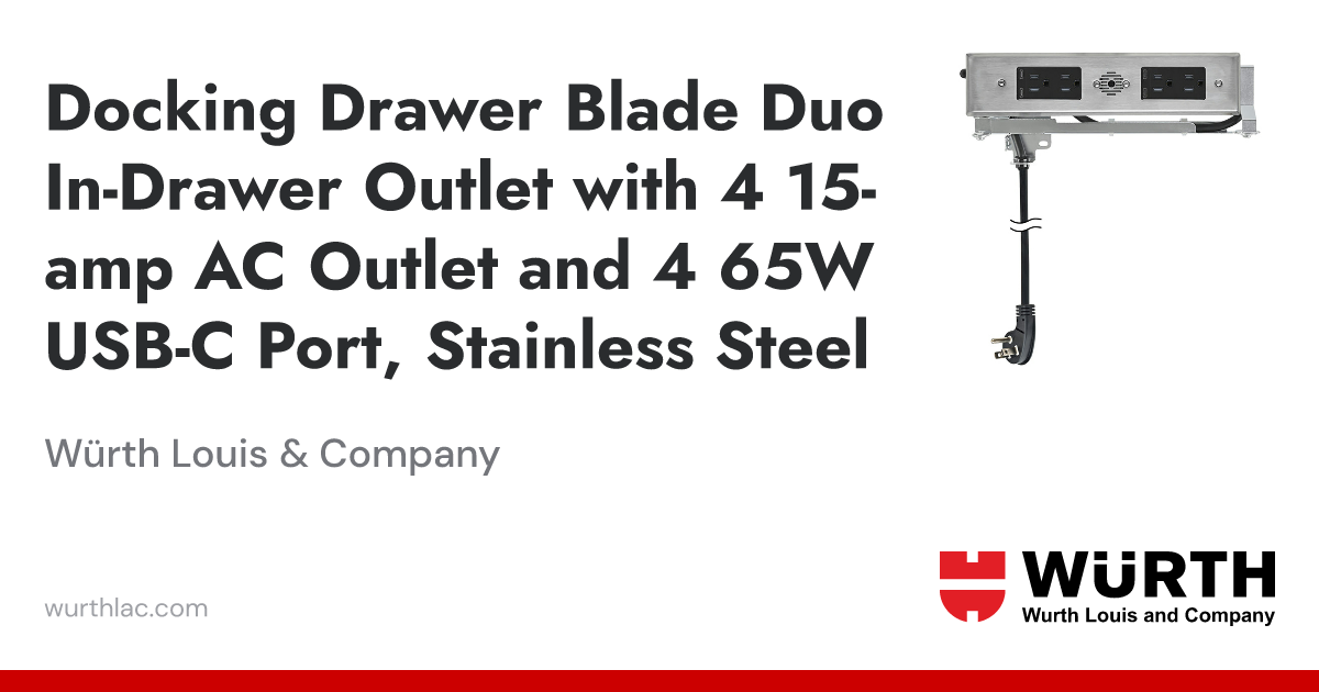 Docking Drawer Blade Duo In-Drawer Outlet with 4 15-amp AC Outlet and 4 ...