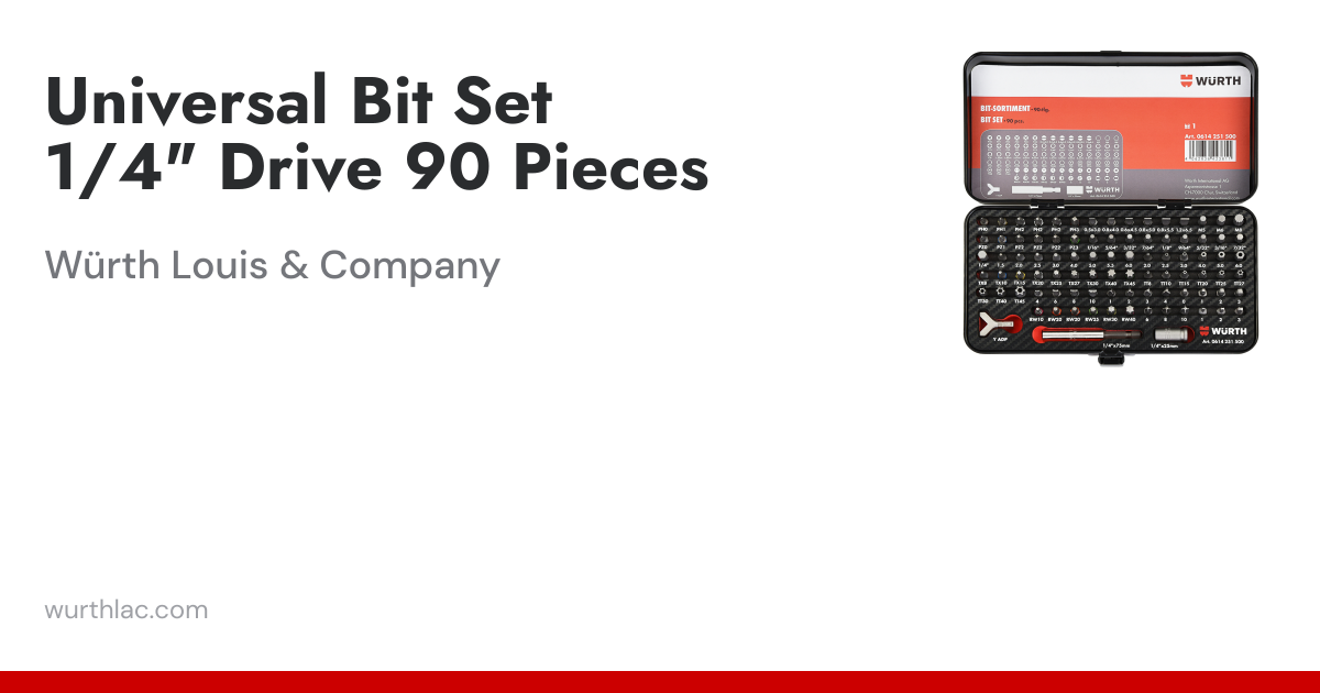 Universal Bit Set 1/4" Drive 90 Pieces | Würth Louis & Company