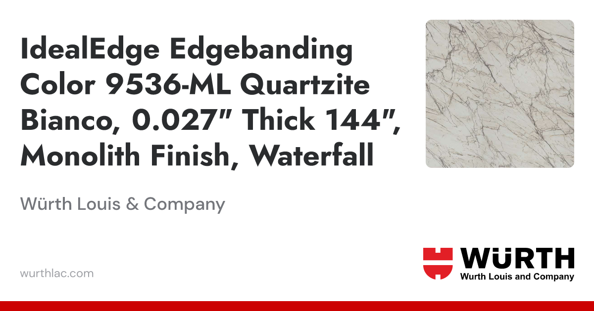 IdealEdge Edgebanding Color 9536-ML Quartzite Bianco, 0.027" Thick 144 ...