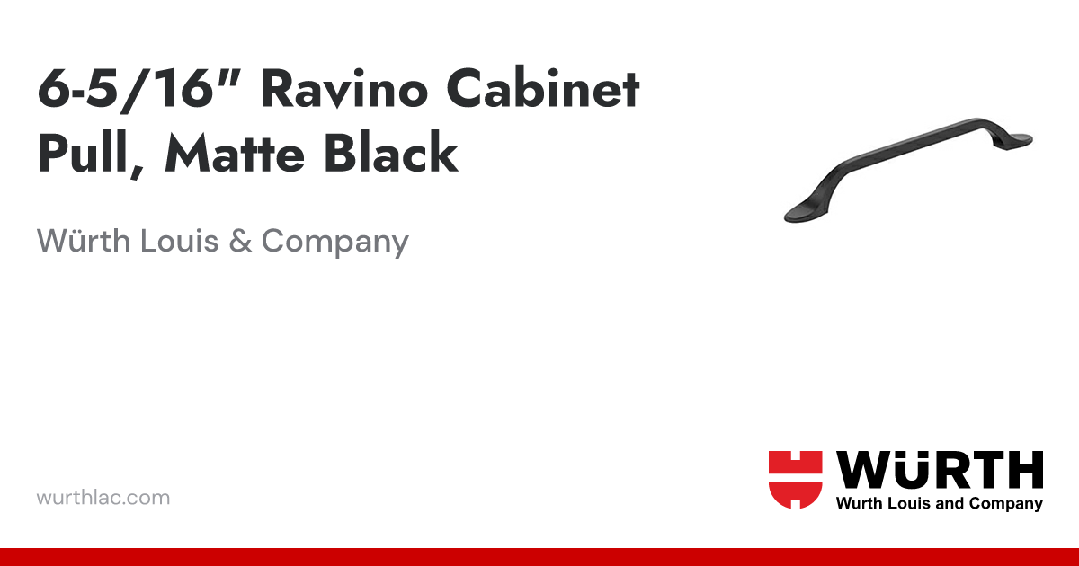 6-5/16" Ravino Cabinet Pull, Matte Black | Würth Louis & Company