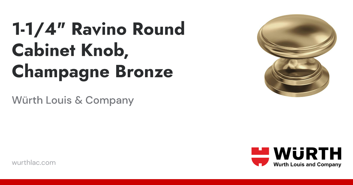 1-1/4" Ravino Round Cabinet Knob, Champagne Bronze | Würth Louis & Company