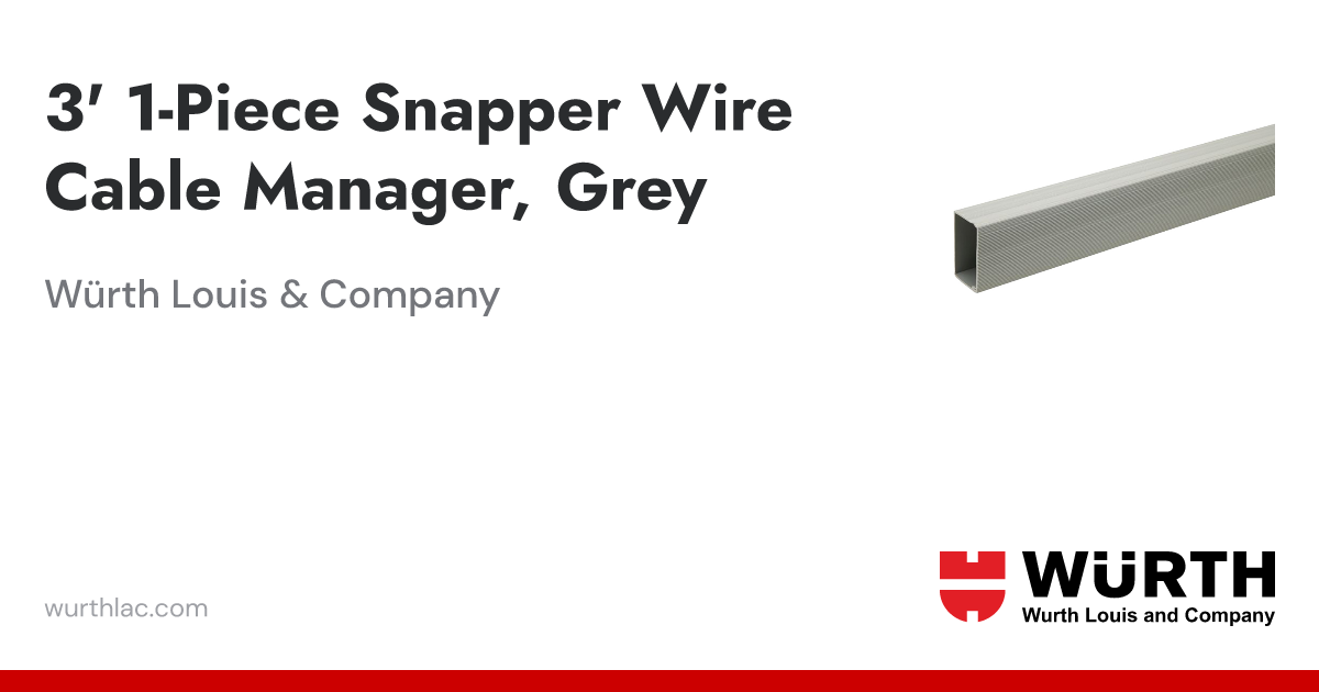3' 1-Piece Snapper Wire Cable Manager, Grey | Würth Louis & Company