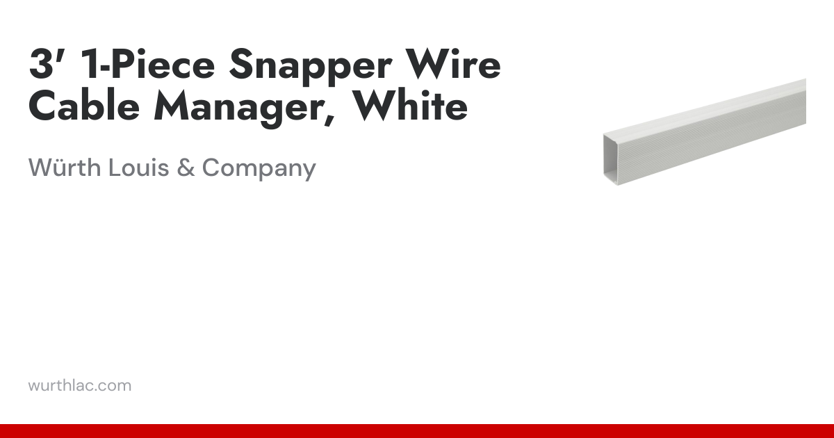 3' 1-Piece Snapper Wire Cable Manager, White | Würth Louis & Company
