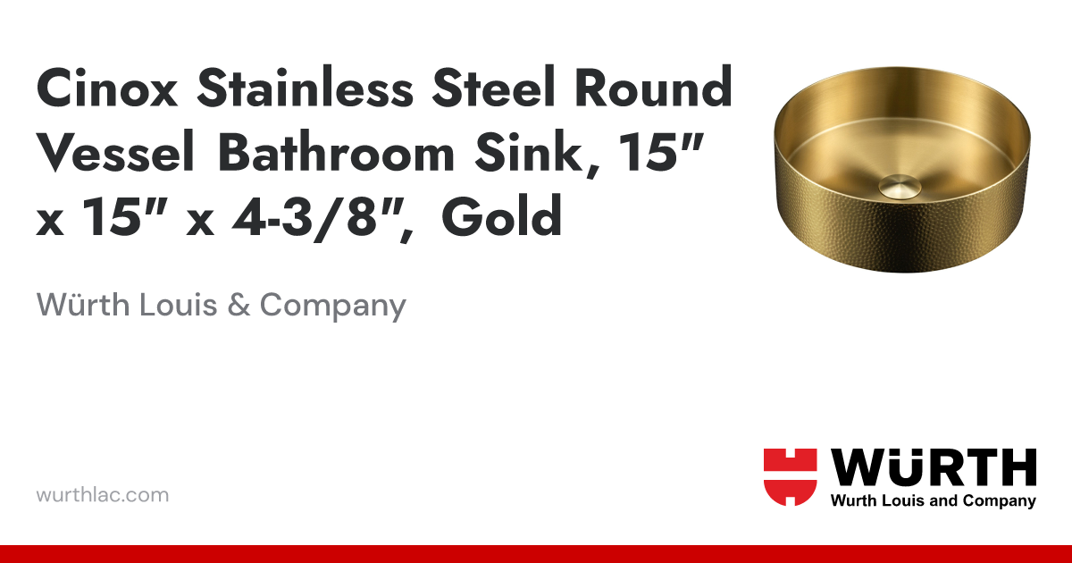 Cinox Stainless Steel Round Vessel Bathroom Sink, 15" x 15" x 4-3/8 ...