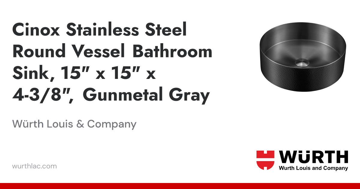 Cinox Stainless Steel Round Vessel Bathroom Sink, 15" x 15" x 4-3/8 ...