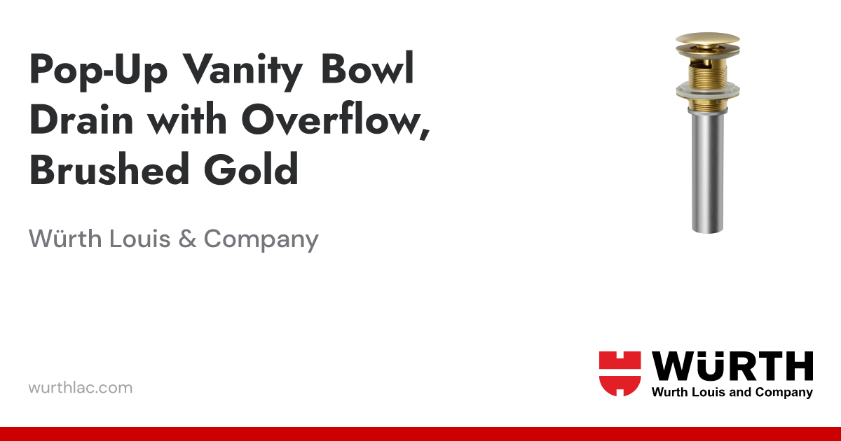 Pop-Up Vanity Bowl Drain with Overflow, Brushed Gold | Würth Louis ...