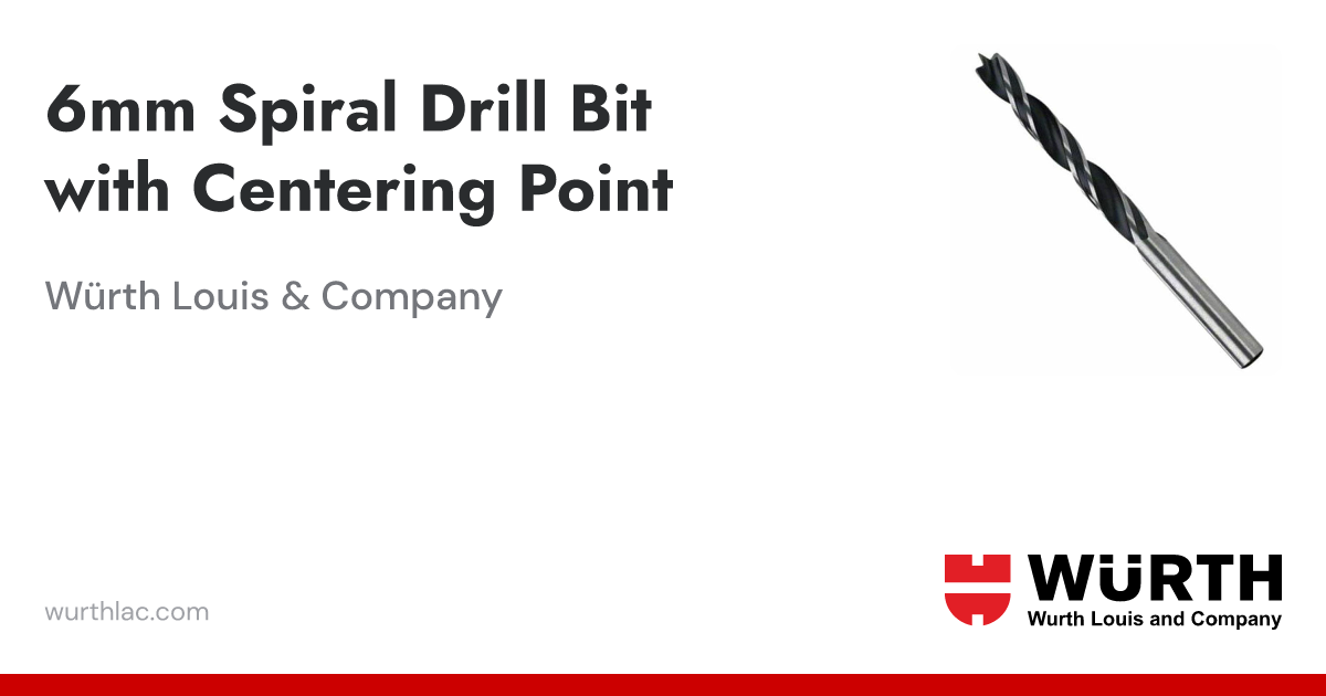 6mm Spiral Drill Bit with Centering Point | Würth Louis & Company