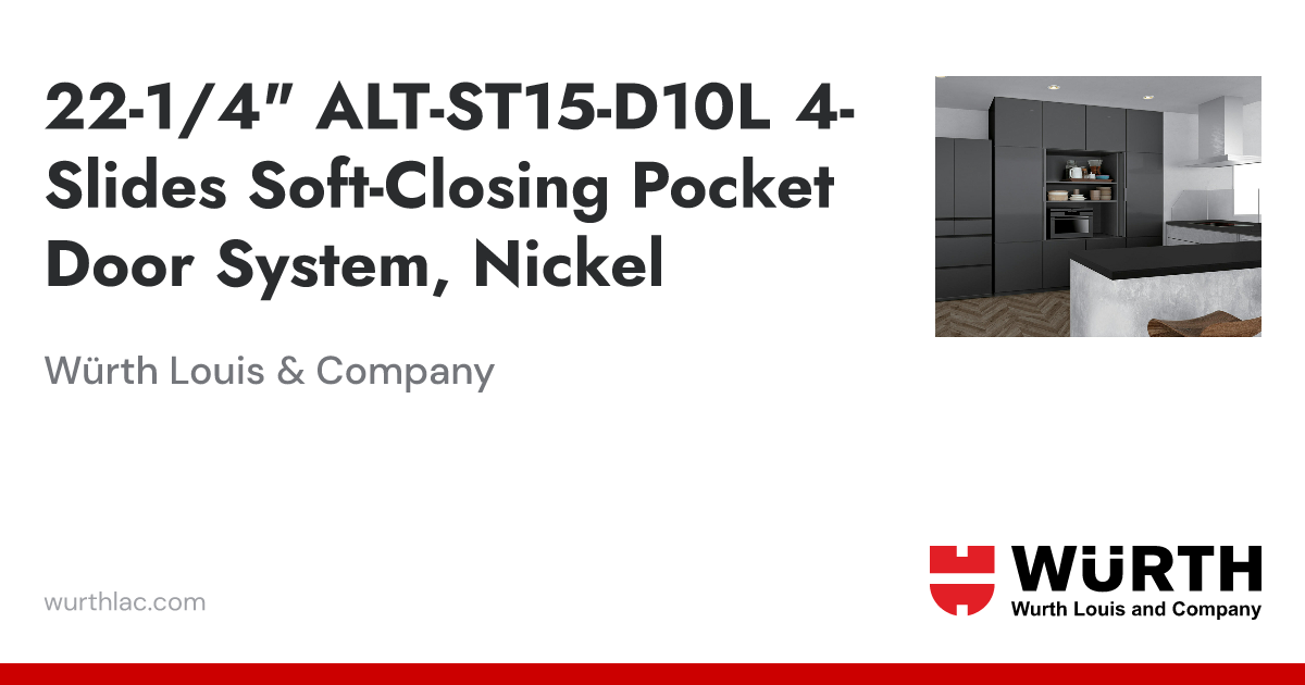 22-1/4" ALT-ST15-D10L 4-Slides Soft-Closing Pocket Door System, Nickel ...