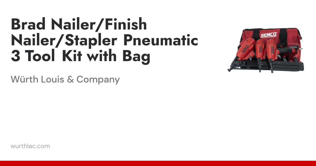 Brad Nailer/Finish Nailer/Stapler Pneumatic 3 Tool Kit with Bag | Würth ...