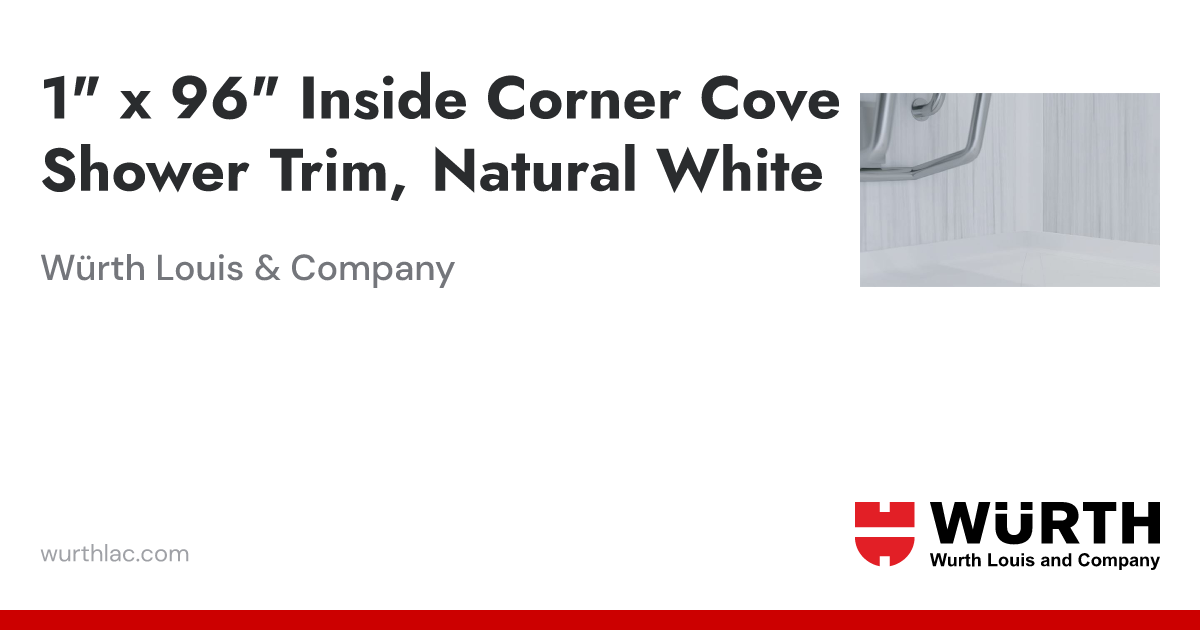 1" x 96" Inside Corner Cove Shower Trim, Natural White | Würth Louis ...