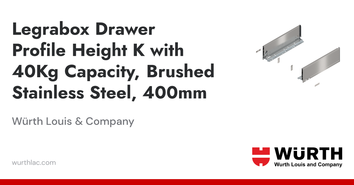Legrabox Drawer Profile Height K with 40Kg Capacity, Brushed Stainless ...