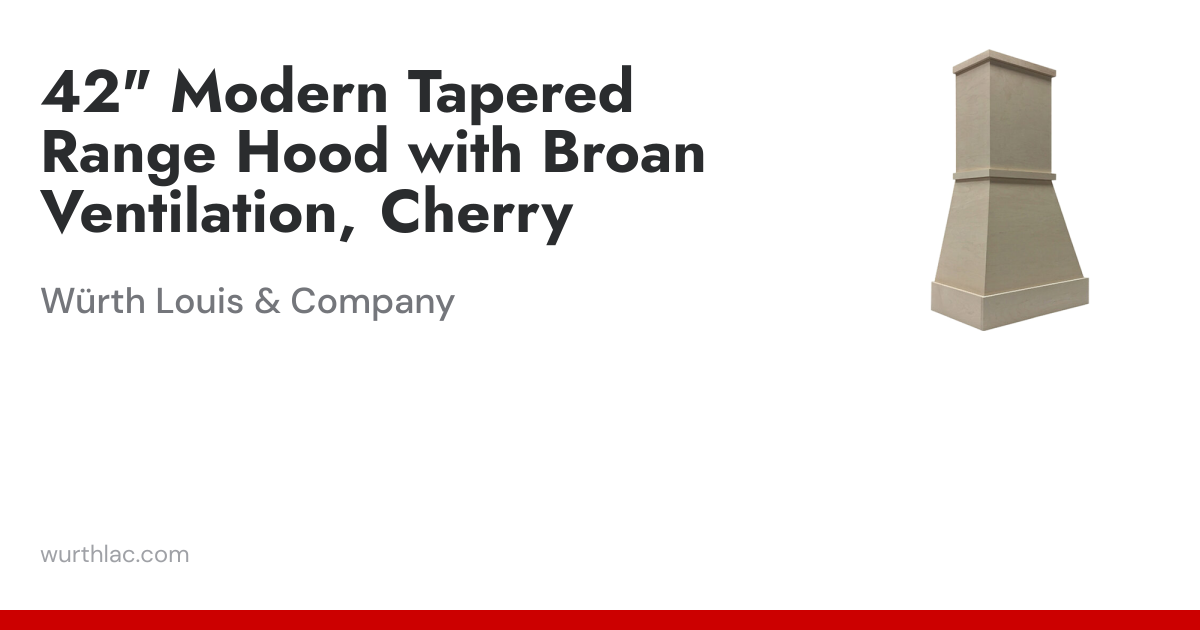 42" Modern Tapered Range Hood with Broan Ventilation, Cherry | Würth ...