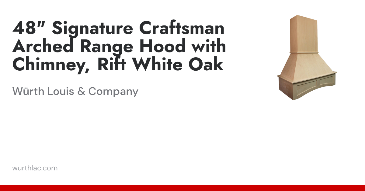 48" Signature Craftsman Arched Range Hood with Chimney, Rift White Oak ...
