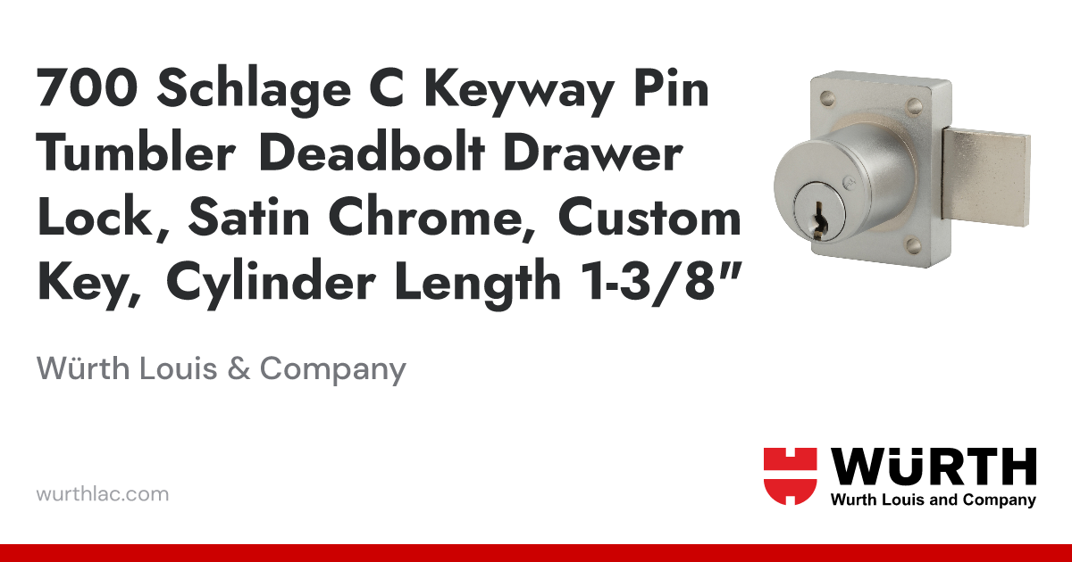 700 Schlage C Keyway Pin Tumbler Deadbolt Drawer Lock, Satin Chrome ...