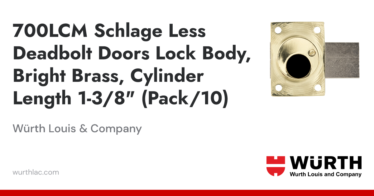 700LCM Schlage Less Deadbolt Doors Lock Body, Bright Brass, Cylinder ...