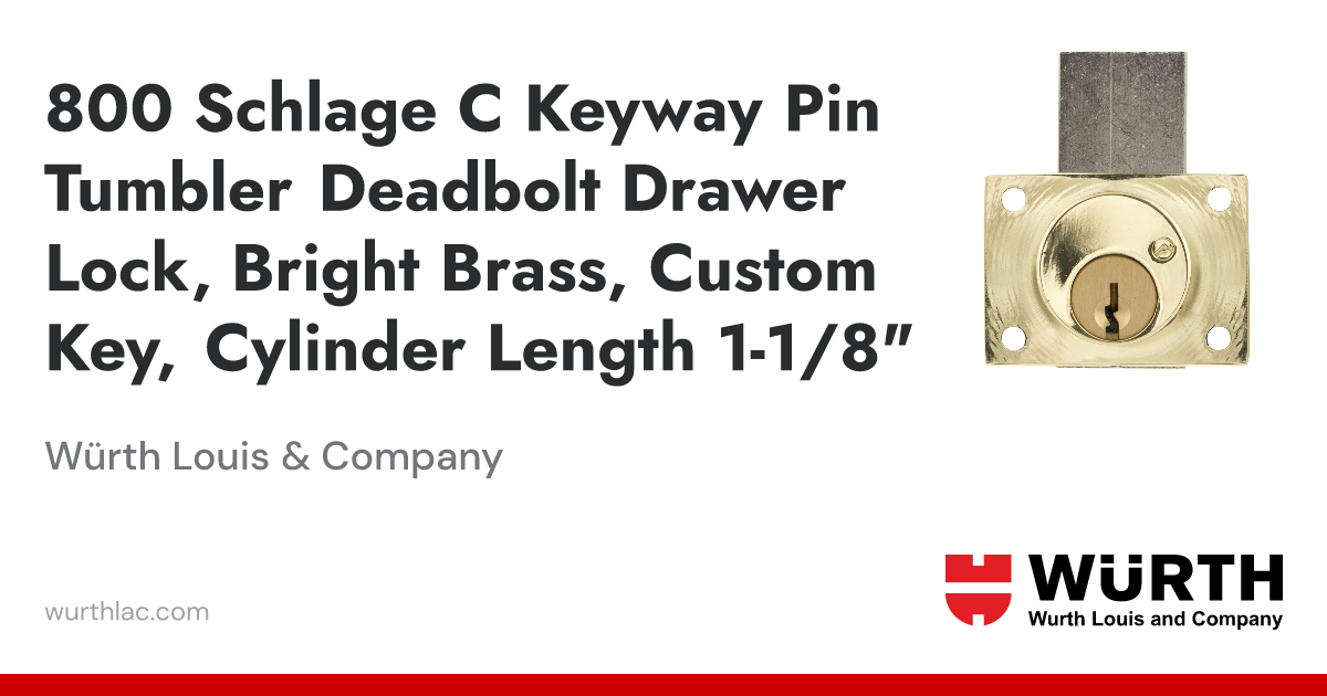 800 Schlage C Keyway Pin Tumbler Deadbolt Drawer Lock, Bright Brass ...