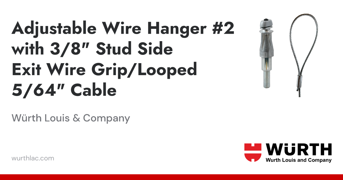 Adjustable Wire Hanger #2 with 3/8" Stud Side Exit Wire Grip/Looped 5/ ...