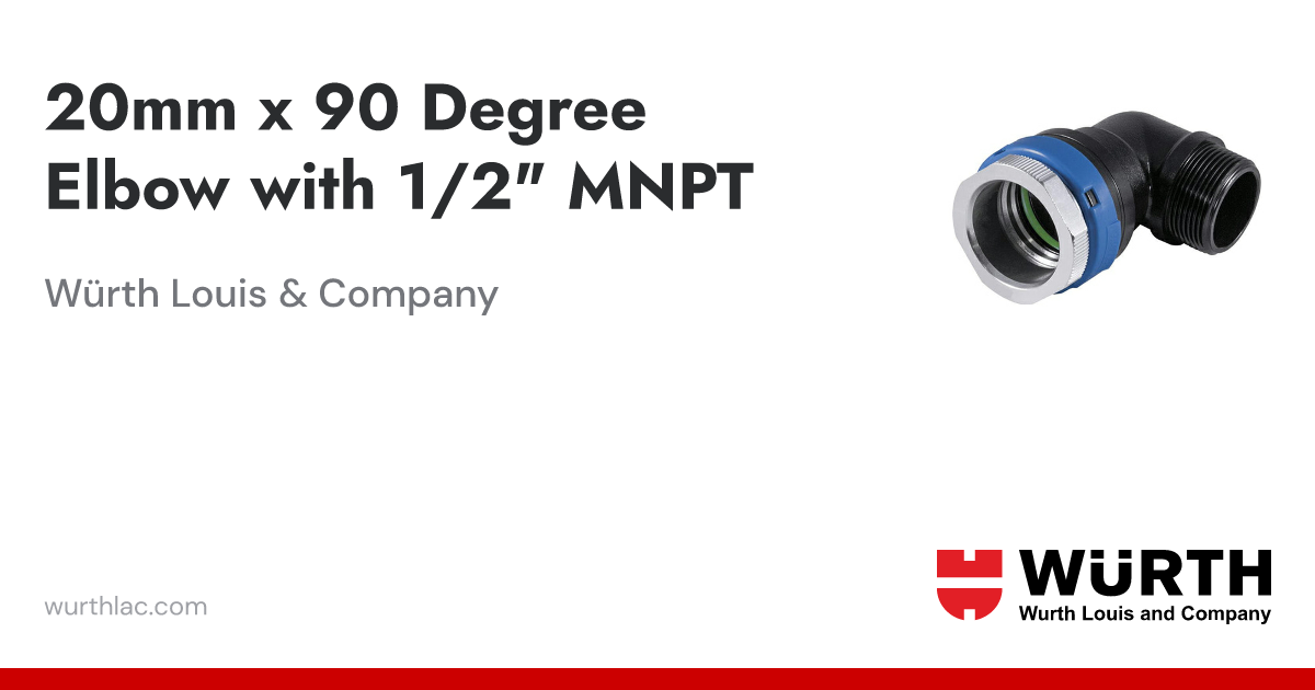 20mm x 90 Degree Elbow with 1/2" MNPT | Würth Louis & Company